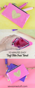 10 Minutes Glitter Vinyl Zipper Pouch Tutorial with Tips - Sew Some Stuff